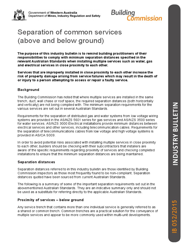 Builders' Guide: Service Separation | PDF | Electrical Wiring | Pipe ...