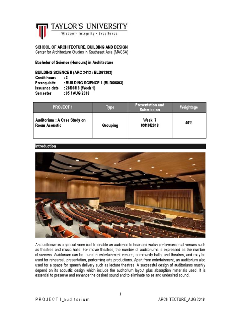 Auditorium Acoustic Design Case Study | PDF | Entertainment