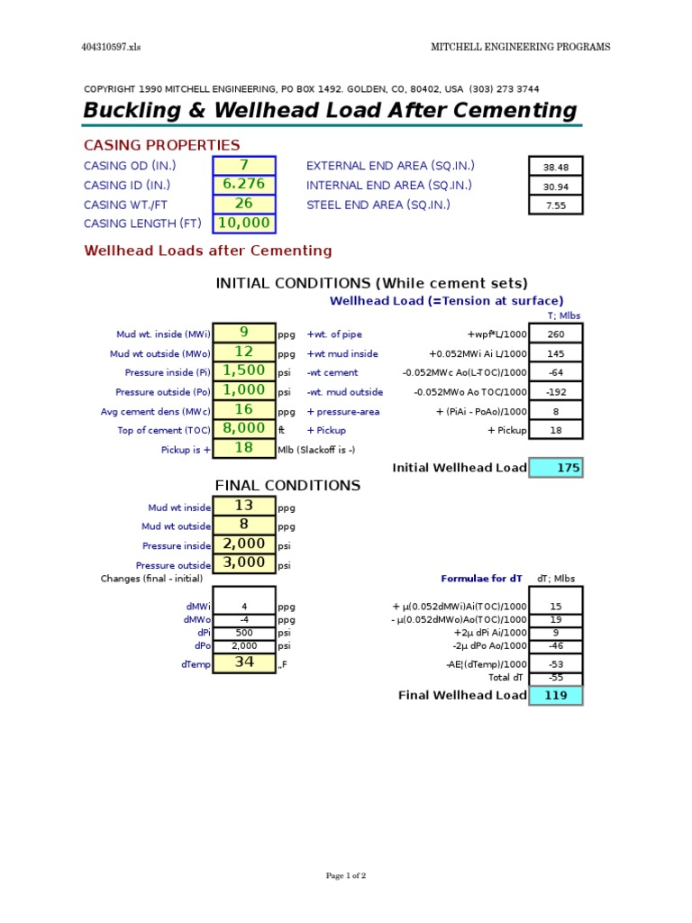 39 - Buckling & Wellhead Load After Cementing | PDF | Leisure | Sports
