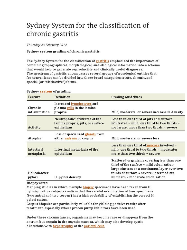 Sydney System for the Classification of Chronic Gastritis | White Blood ...