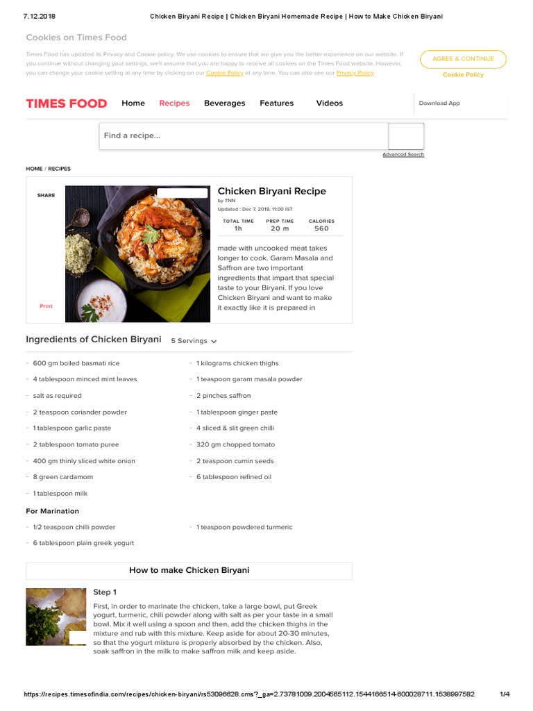 Chicken Biryani Recipe Guide | PDF | Ginger | Desi Cuisine
