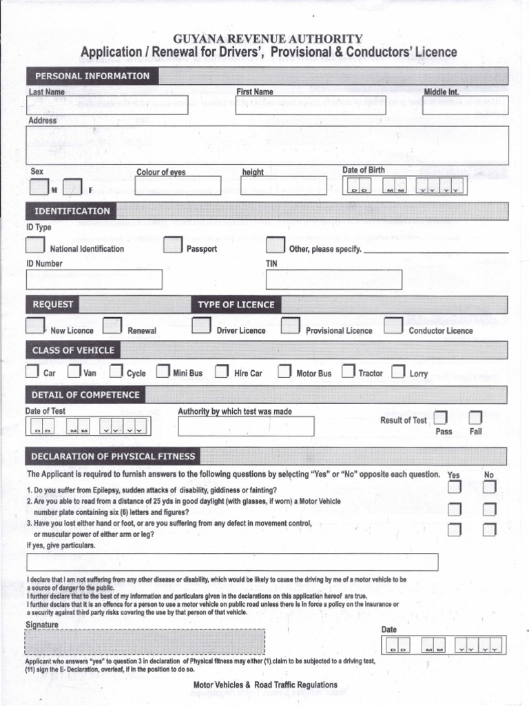 Guyana Driver's License Application Guide | PDF | License | Driving