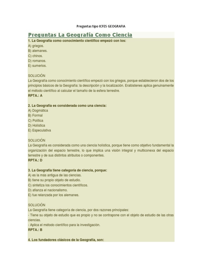 Preguntas Tipo Icfes Geografia | PDF | Universo | Tierra