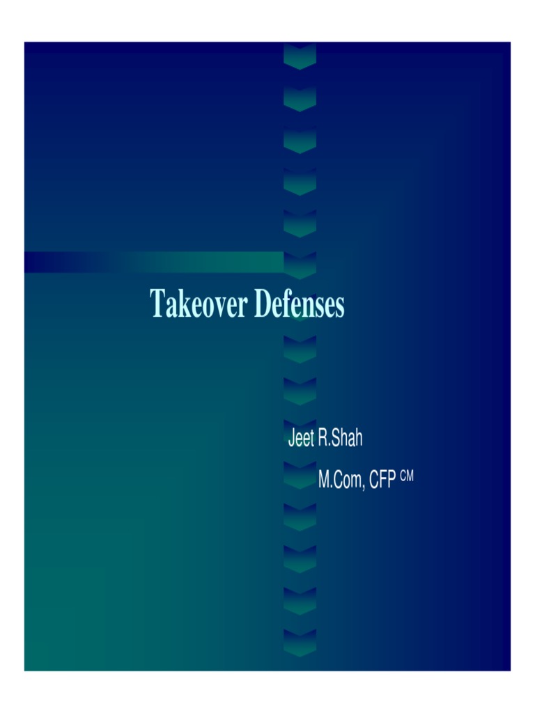 9.takeover Defenses | PDF | Takeover | Corporations