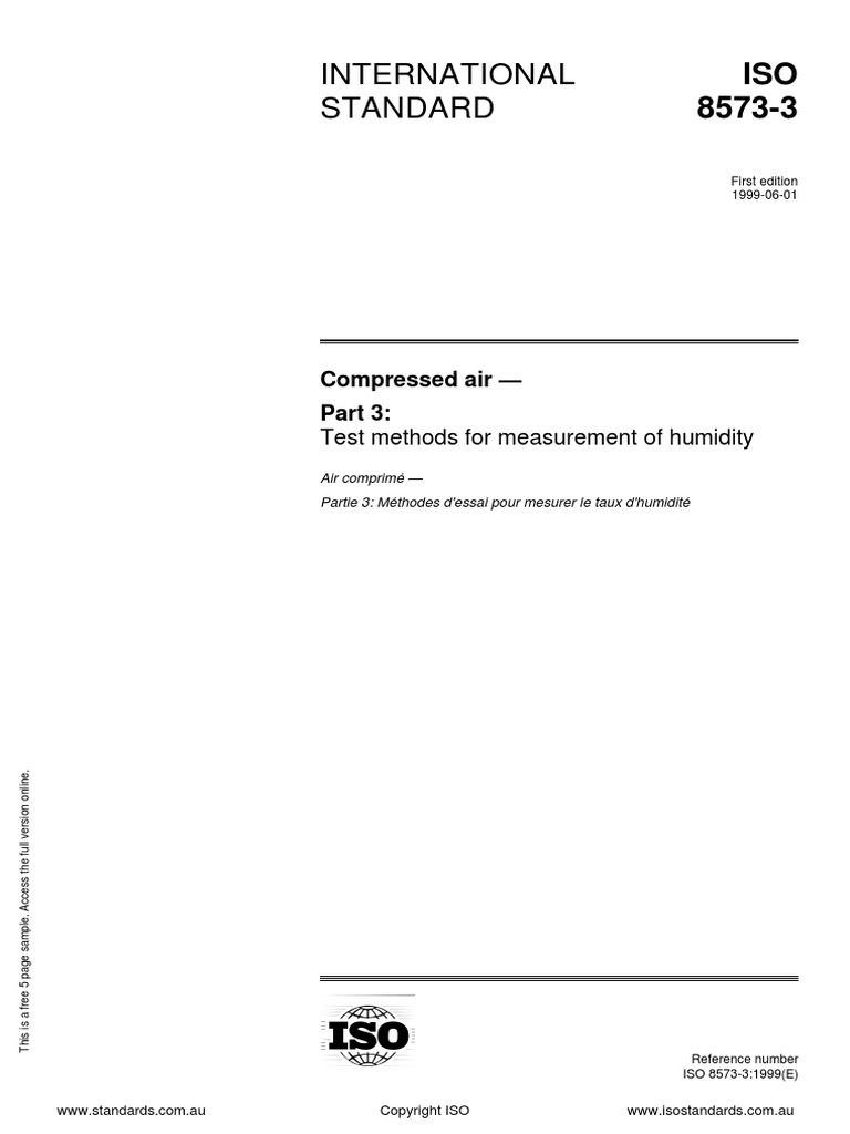 ISO-8573-3-1999 - Métodos de Prueba - Humedad PDF | PDF | Organización ...