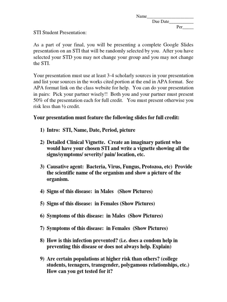 Sti Student Presentation | PDF | Sexually Transmitted Diseases And ...