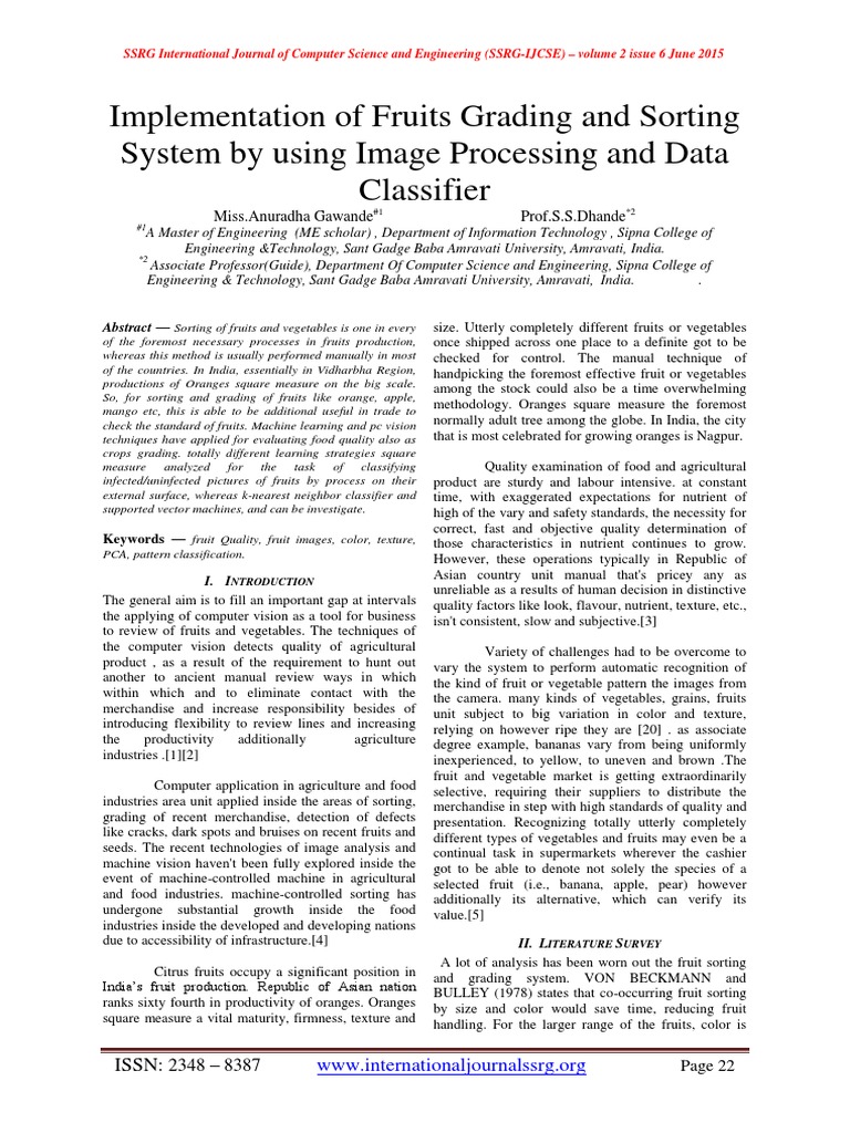 Implementation of Fruits Grading and Sorting System by Using Image Processing and Data ...