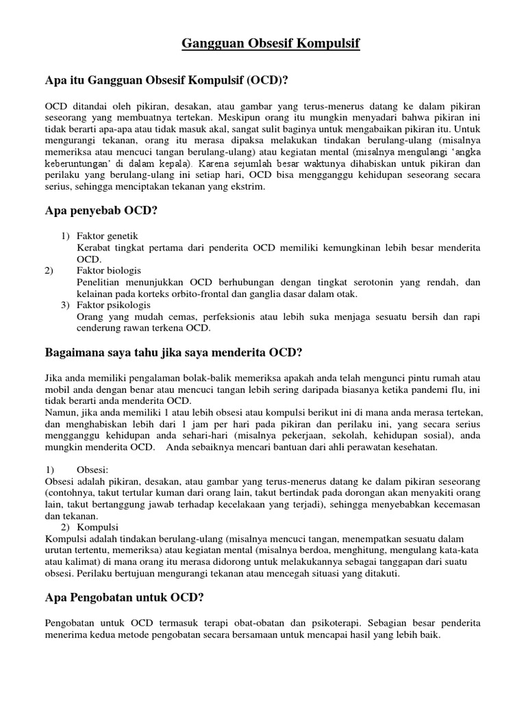 Memahami Gangguan Obsesif Kompulsif | PDF
