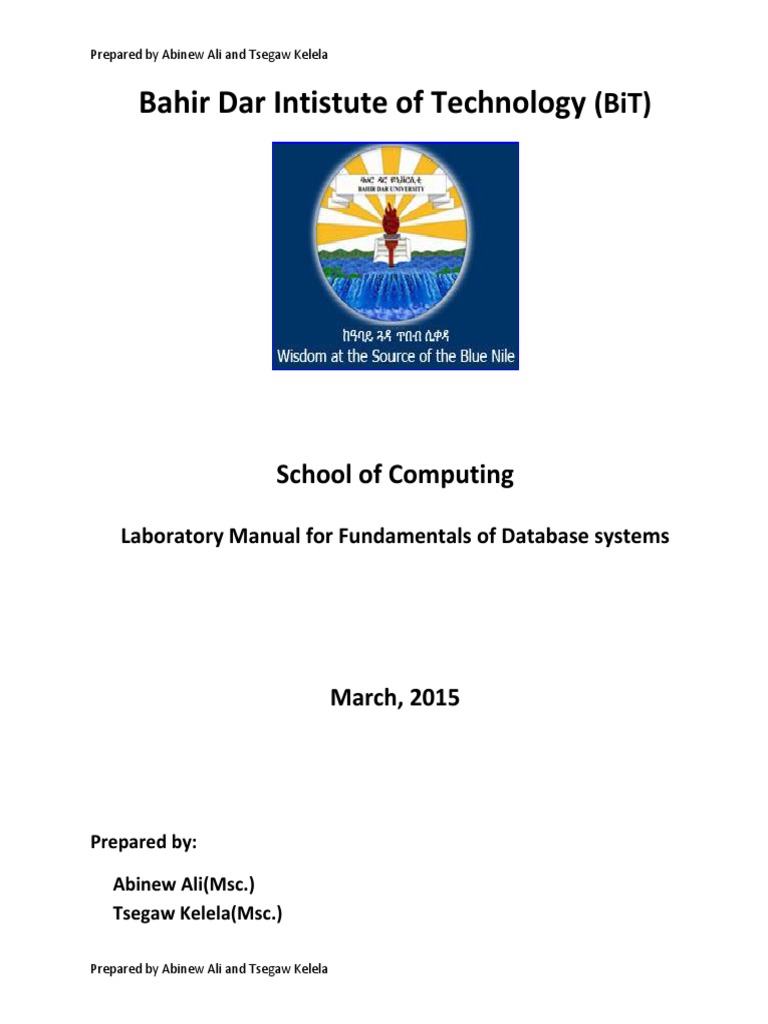 Fundamental of DB Lab Manual | Download Free PDF | Relational Database | Microsoft Sql Server