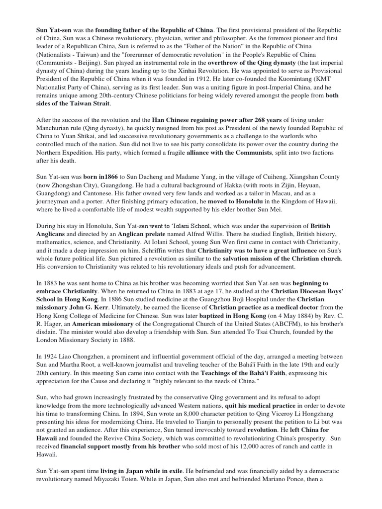 Sun Yat Sen | PDF | Kuomintang | Chiang Kai Shek