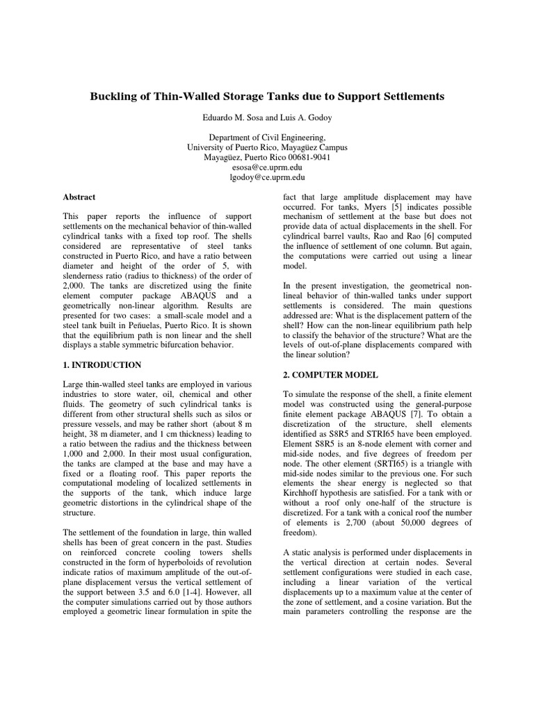 Thin-Walled Tank Buckling Analysis | PDF | Buckling | Finite Element Method