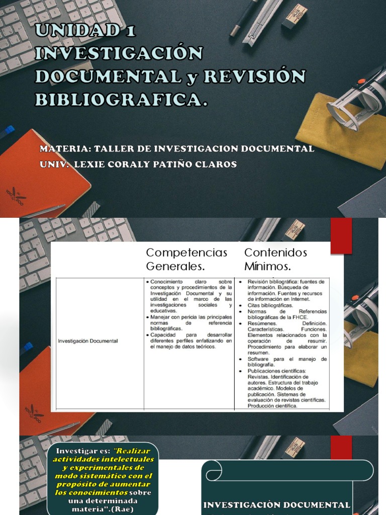 Taller de Investigacion Documental y Revisión Bibliografica ...