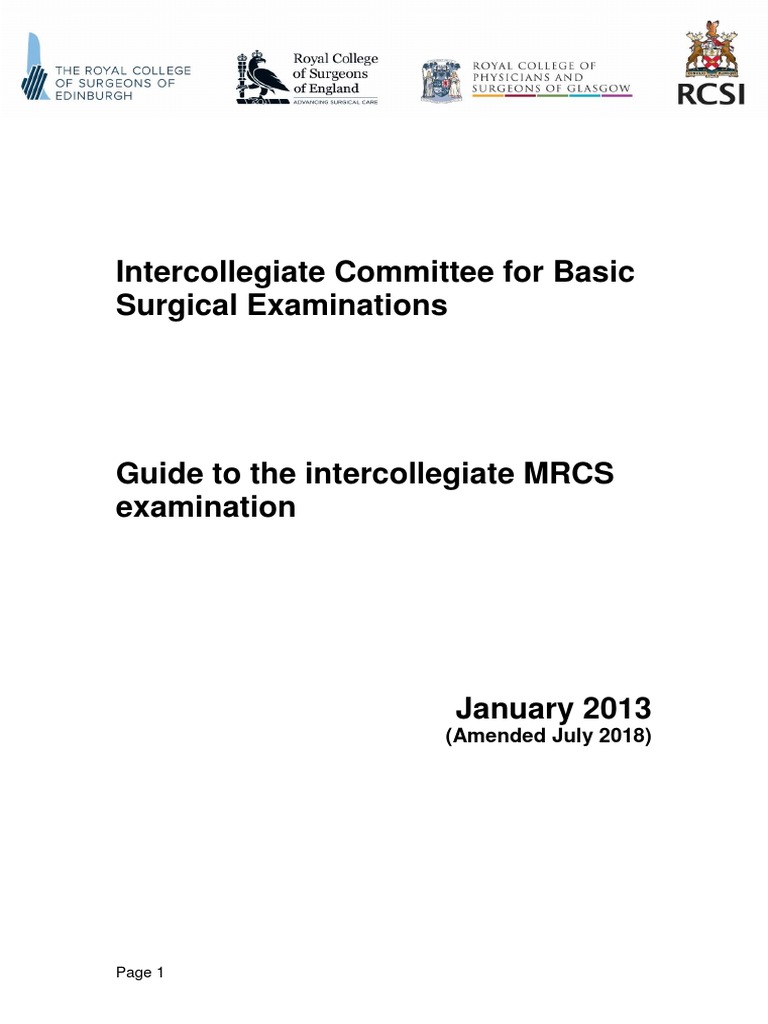 Candidate Guide To MRCS Examination July2018 PDF | Download Free PDF ...