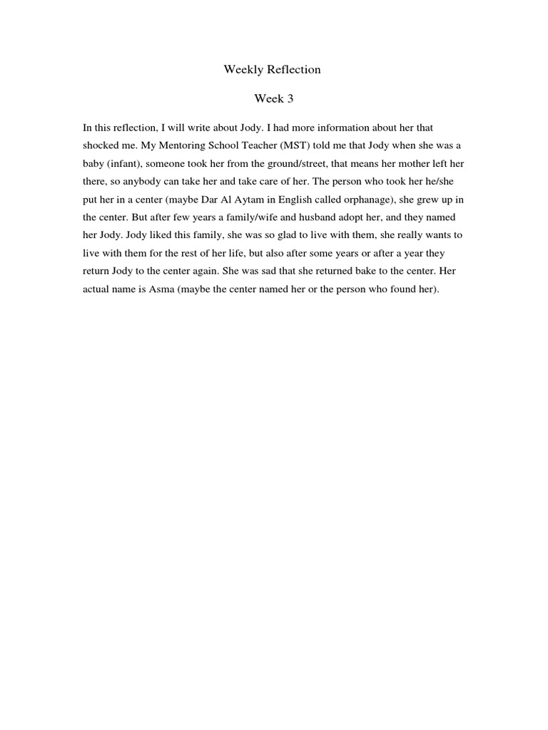 Weekly Reflection 3 | PDF | Self-Improvement