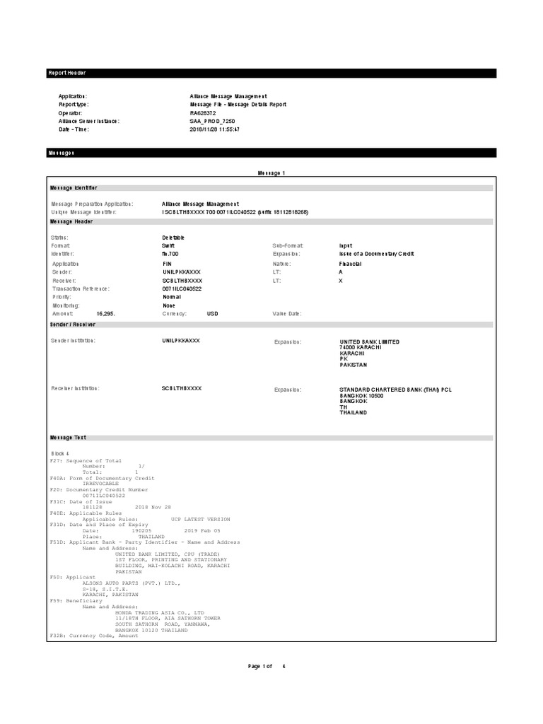 LC swift | Invoice | Bill Of Lading