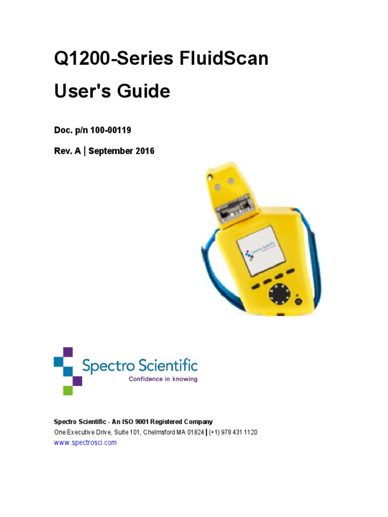 100-00119 Rev A Q1200-Series FluidScan User's Guide | PDF | Menu ...