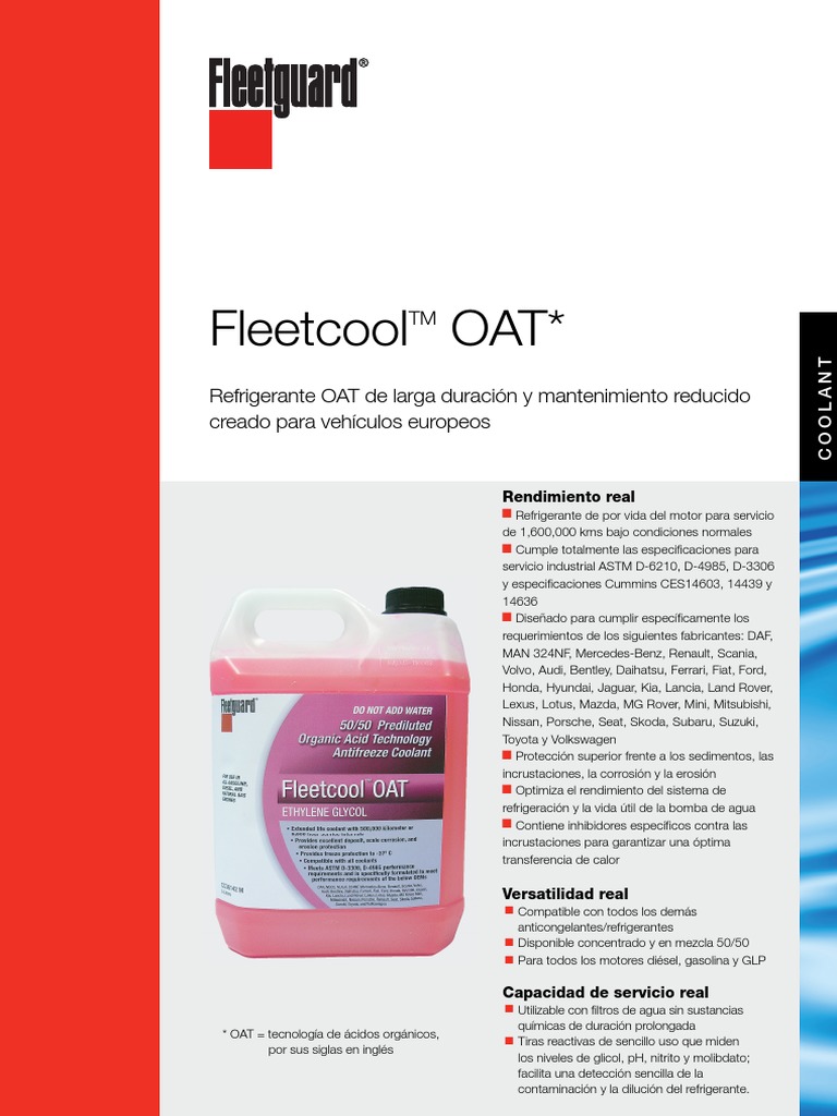 Fleetcool OAT Data Sheet New ES | PDF | Aluminio | Automóviles
