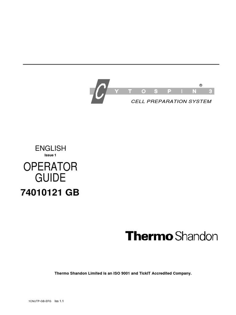 Shandon Cytospin 3 Operator Guide | PDF | Sterilization (Microbiology ...