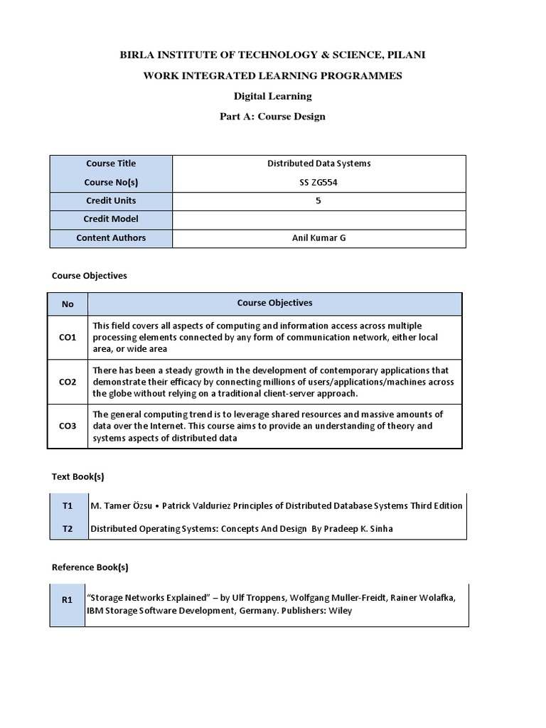 Distributed Data Systems Course | PDF | Databases | Replication (Computing)