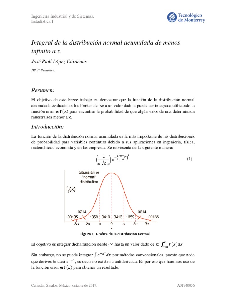 Distribución normal integral | PDF | Integral | Distribución normal