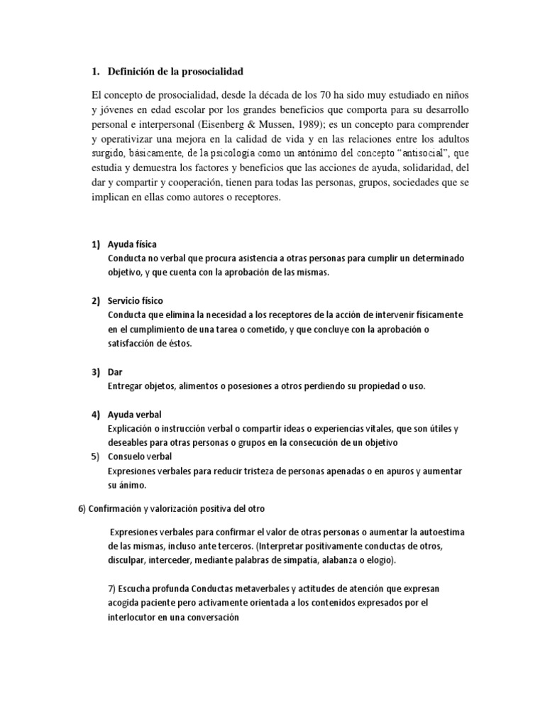 Definición de La Prosocialidad | PDF