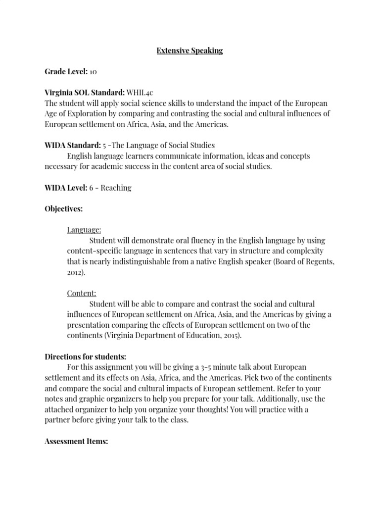 Speaking For Portfolio | PDF | Rubric (Academic) | English Language