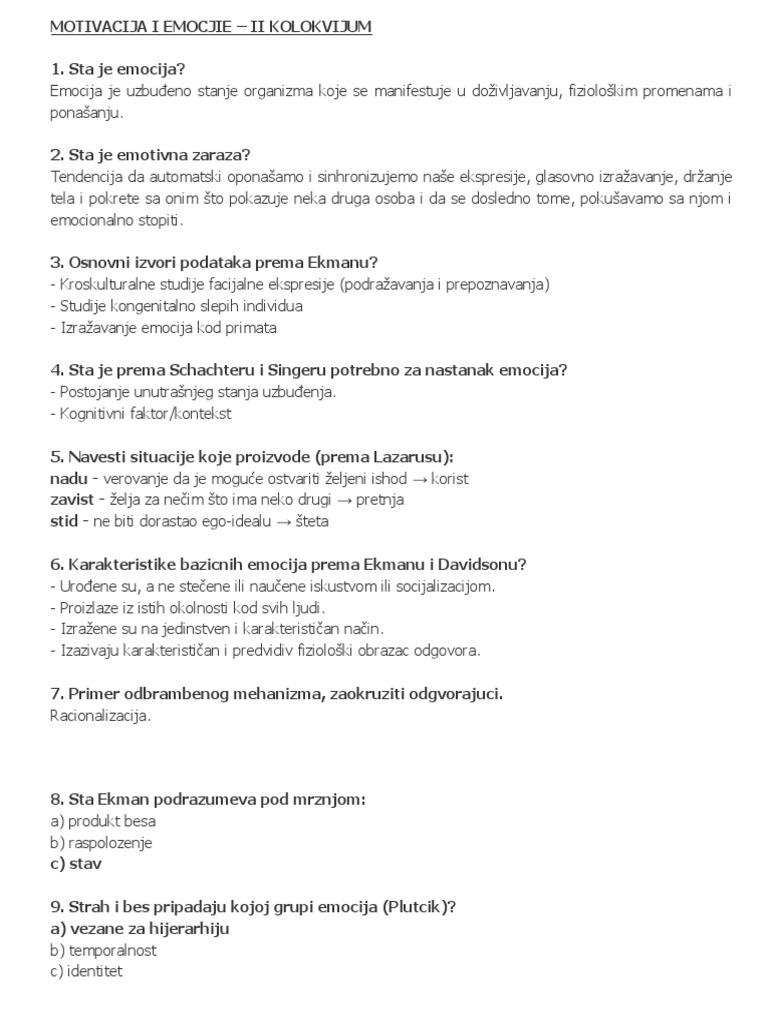 Sva Pitanja Emocije | PDF