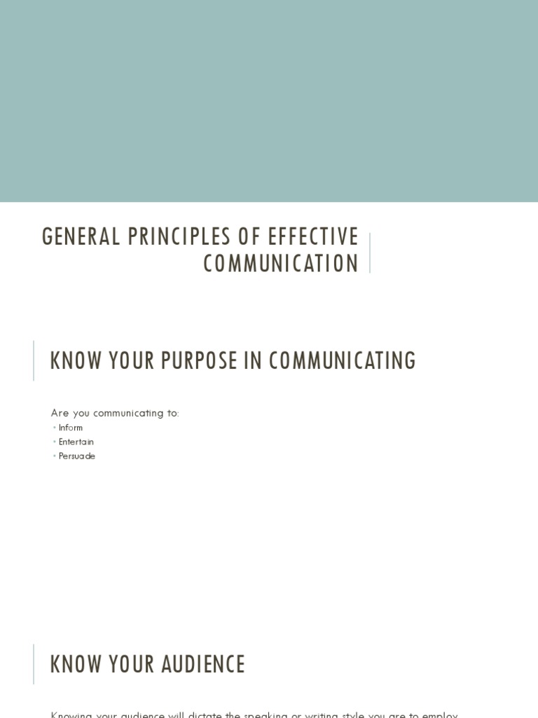 General Principles of Effective Communication | PDF | Reason ...