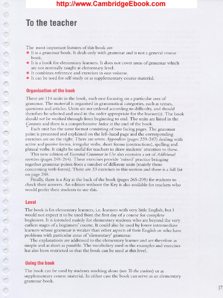 Essential English Grammar - Elementary - Cambridge 6 | PDF