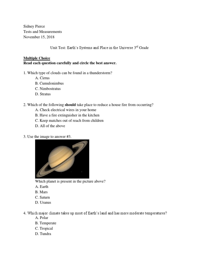 Multiple Choice Read Each Question Carefully and Circle The Best Answer ...