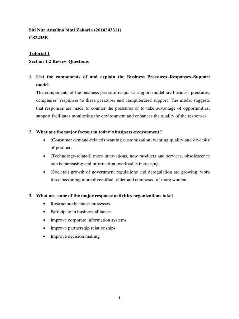 Tutorial 1 Answer | PDF | Business Intelligence | Inventory