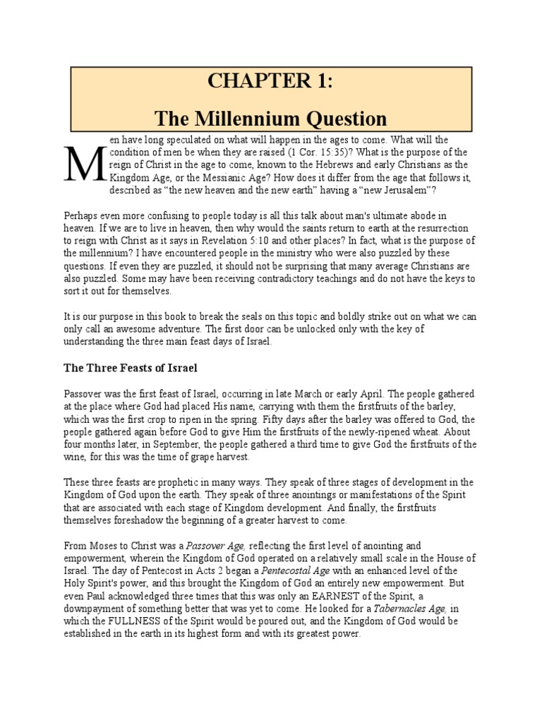 The Millennium Question: The Three Feasts of Israel | PDF ...