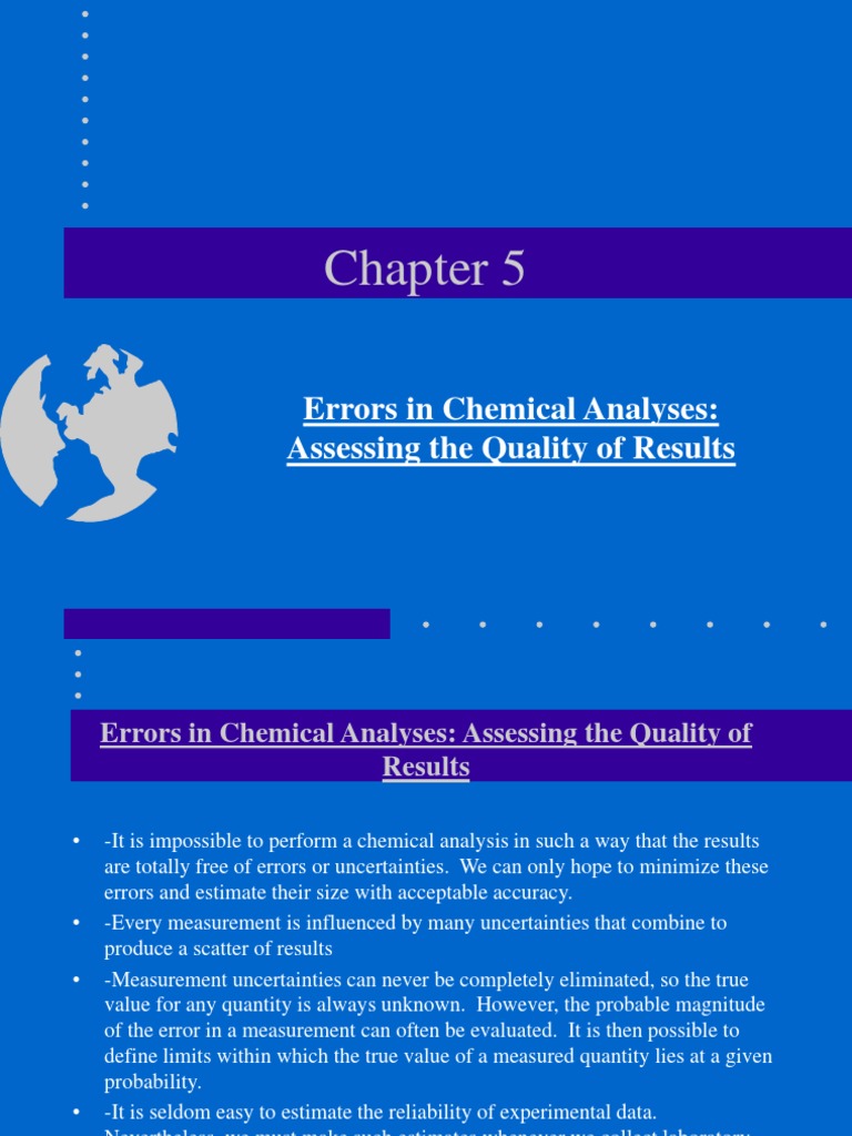 Errors in Chemical Analyses: Assessing The Quality of Results | PDF ...