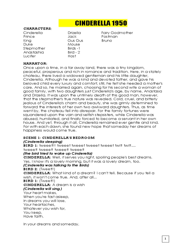 Cinderella Script | PDF | Cinderella