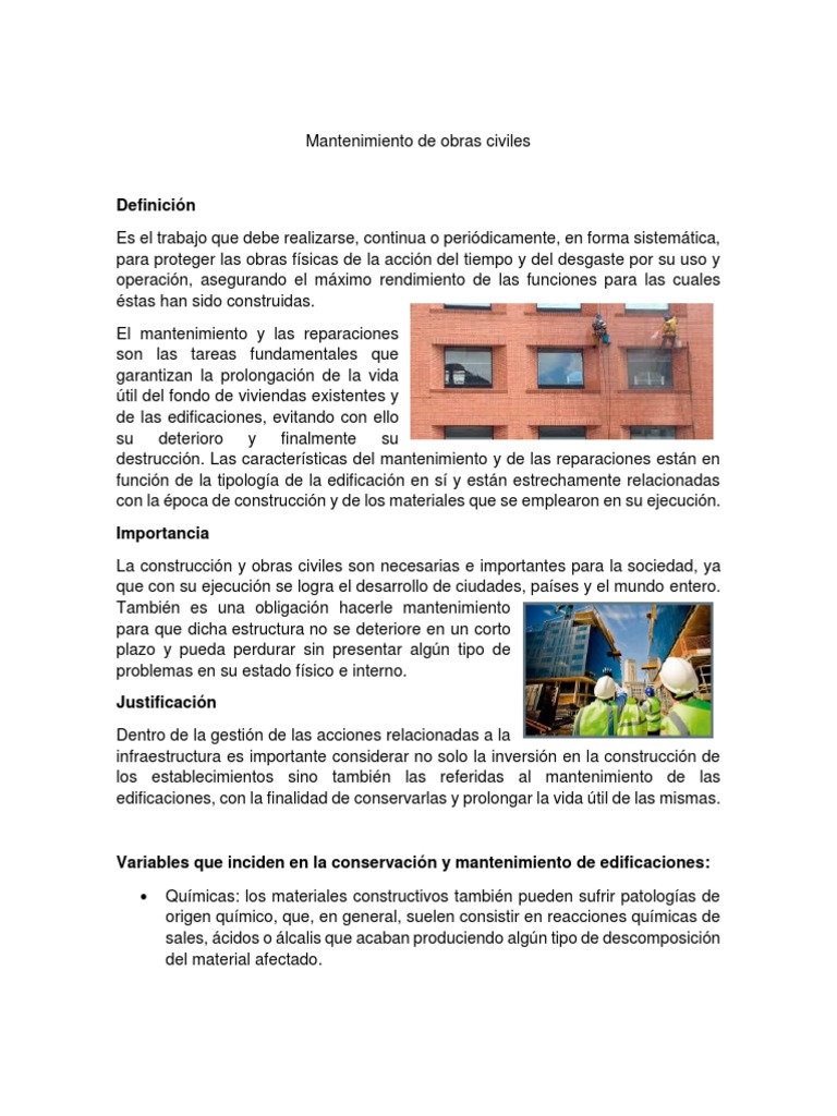 Mantenimiento de Obras Civiles | PDF | Hormigón | Naturaleza