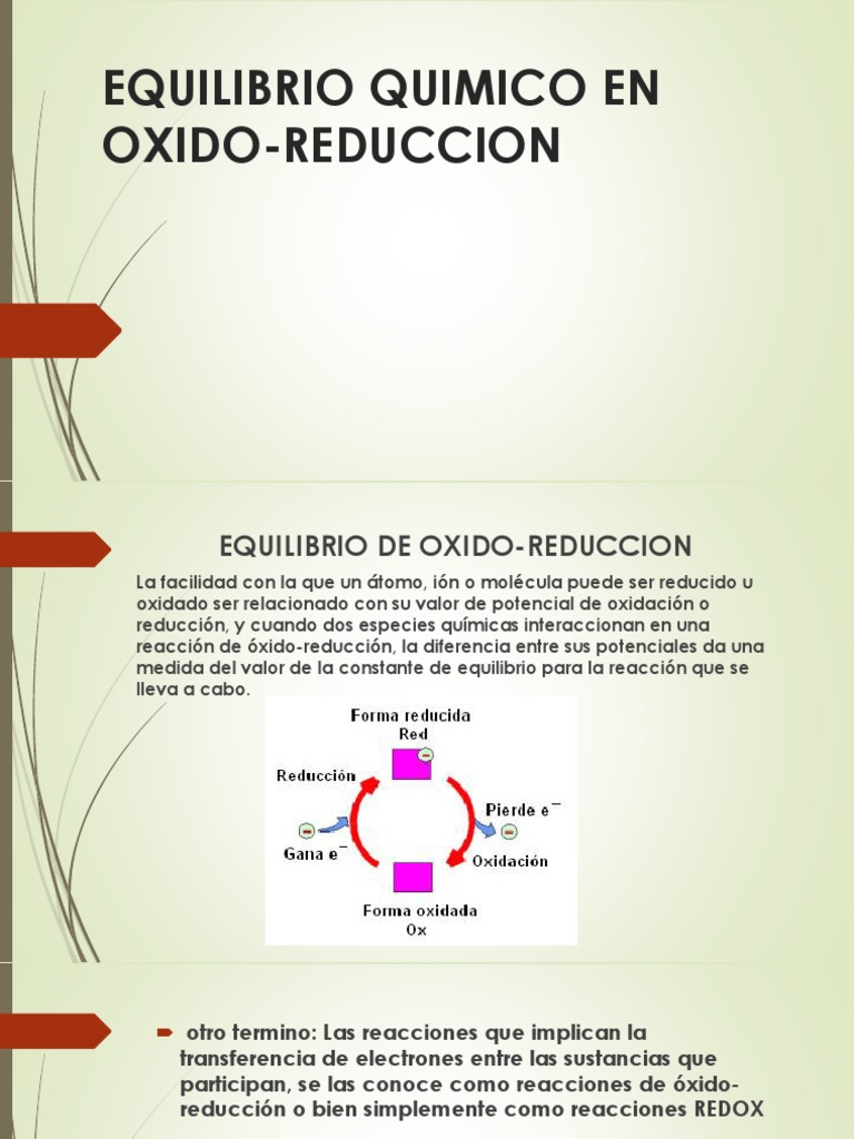 Equilibrio Quimico en Oxido-Reduccion | PDF | Redox | Procesos unitarios