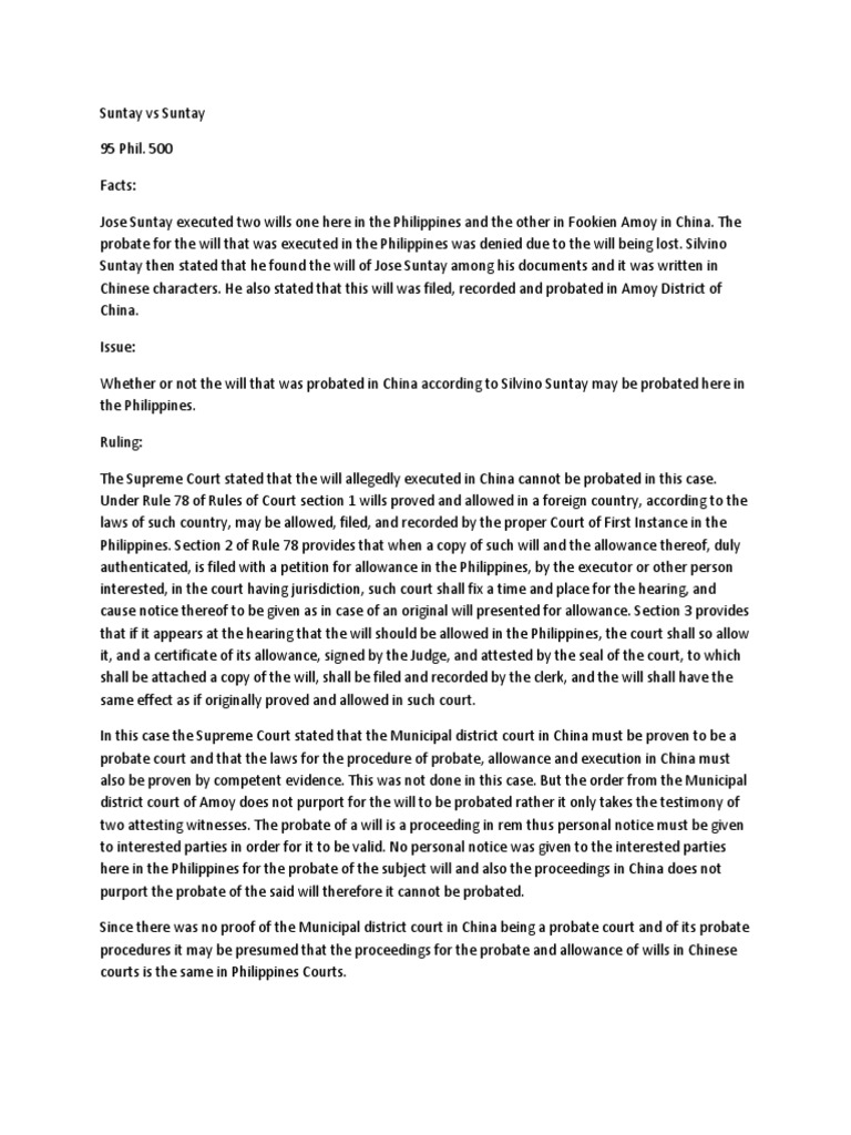 Suntay Vs Suntay | PDF | Probate | Witness