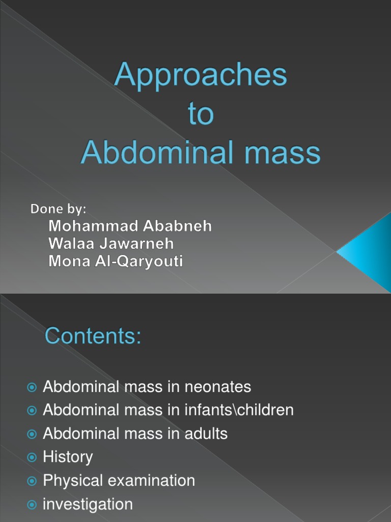 Approaches to Abdominal Masses in Pediatrics | PDF | Ovarian Cancer ...