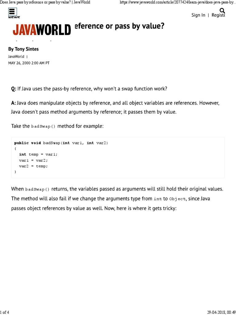 Understanding Java Pass by Value | PDF | Java Platform | Computer Programming