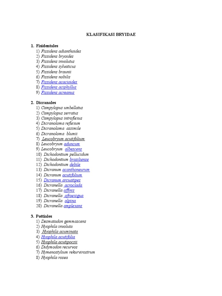 Klasifikasi Bryidae | PDF