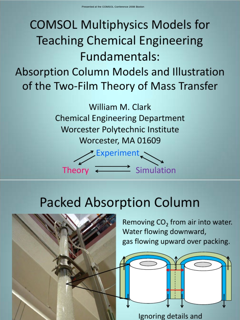 COMSOL Multiphysics Models For Teaching Chemical Engineering ...