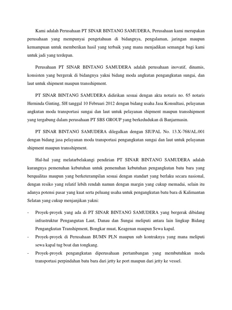 PT Sinar Bintang Samudera | PDF | Bisnis