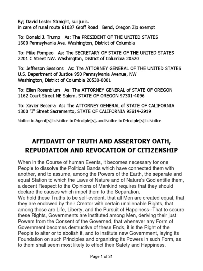 David Jose and Francesca Almato-Banfield's Affidavit Repudiation To ...