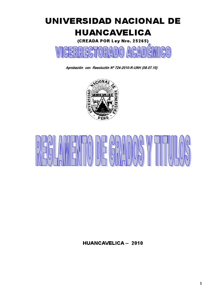 Reglamento de Grados y Titulos - Doc UNH | PDF | Titulo academico | Prueba (evaluación)