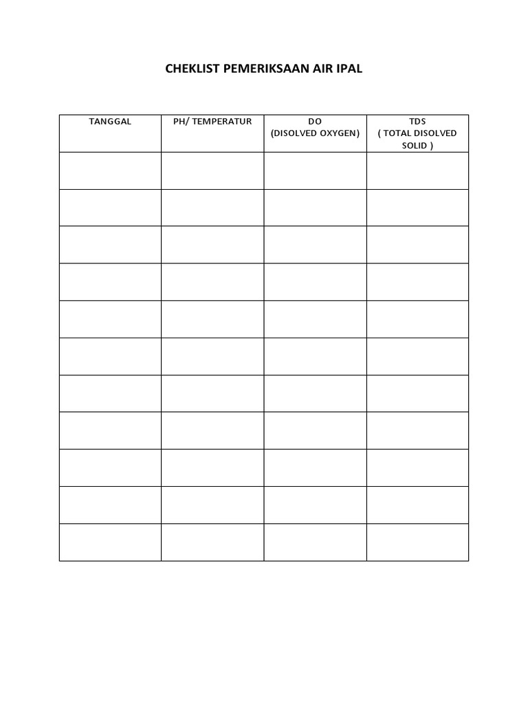 Checklist Pemeriksaan Air Ipal | PDF