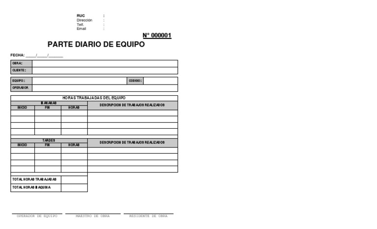 Formato de Parte Diario | PDF