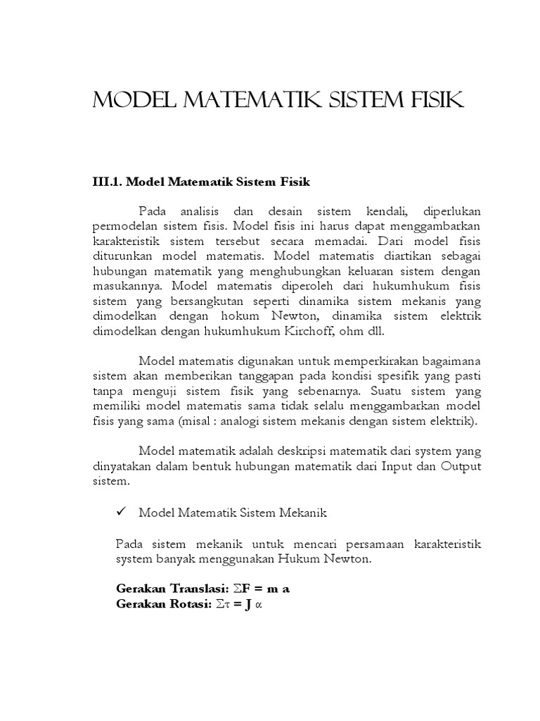 Model Matematik Sistem Fisik | PDF