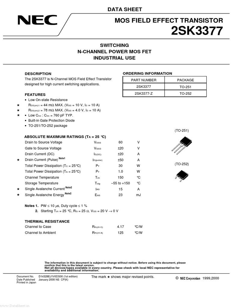 K3377_NEC | Field Effect Transistor | Mosfet