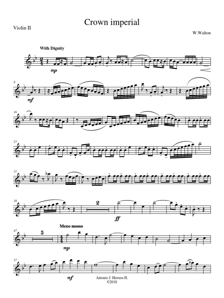 Crown Imperial - Violin II | PDF | Musical Compositions | Classical Music