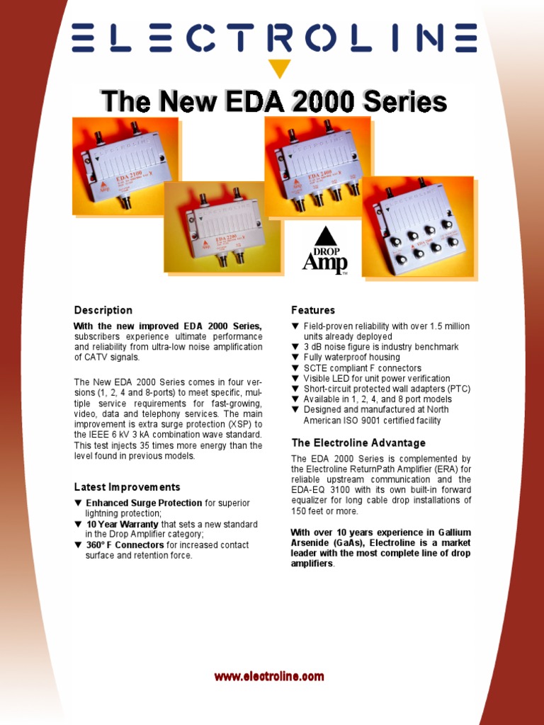 Electroline DROPAmp Cut Sheet | PDF | Cable Television | Amplifier